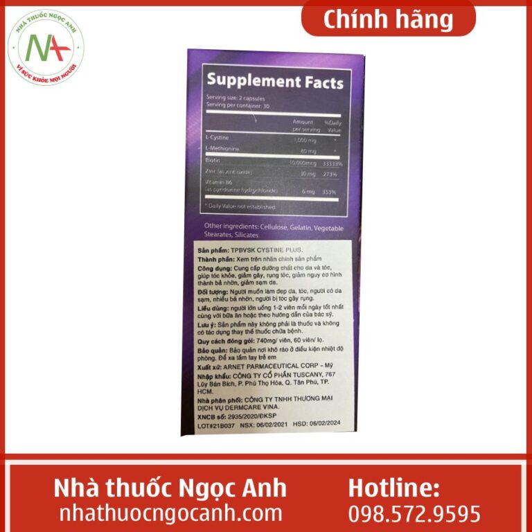 Viên uống Cystine Plus có tác dụng phụ gì, mua ở đâu, giá bao nhiêu
