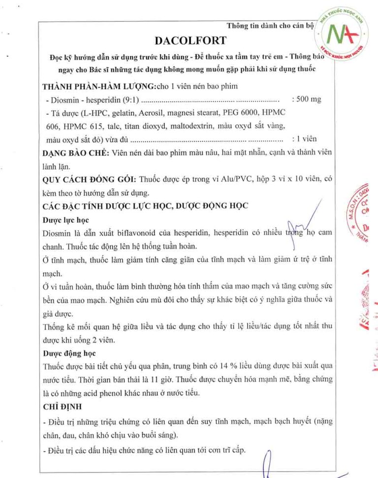 Thuốc Dacolfort 500mg có tác dụng gì, giá bao nhiêu, mua ở đâu?