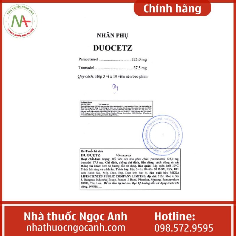 Thuốc Duocetz là thuốc gì, tác dụng gì, mua ở đâu, giá bao nhiêu?