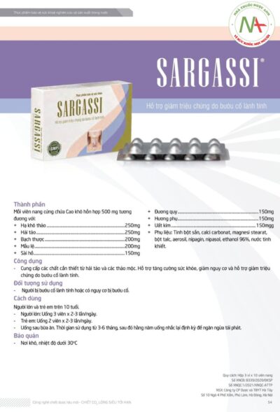 Thuốc Sargassi là thuốc gì, mua ở đâu, giá bao nhiêu, tác dụng gì?