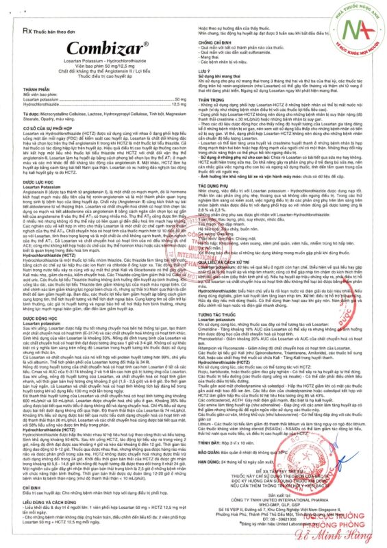 Thuốc Combizar 50mg/12.5mg có tác dụng gì, giá bao nhiêu, mua ở đâu