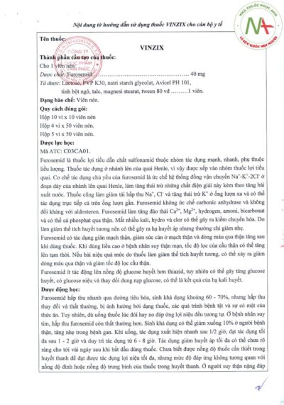 Thuốc Vinzix 40mg là thuốc gì, tác dụng gì, giá bao nhiêu, mua ở đâu?