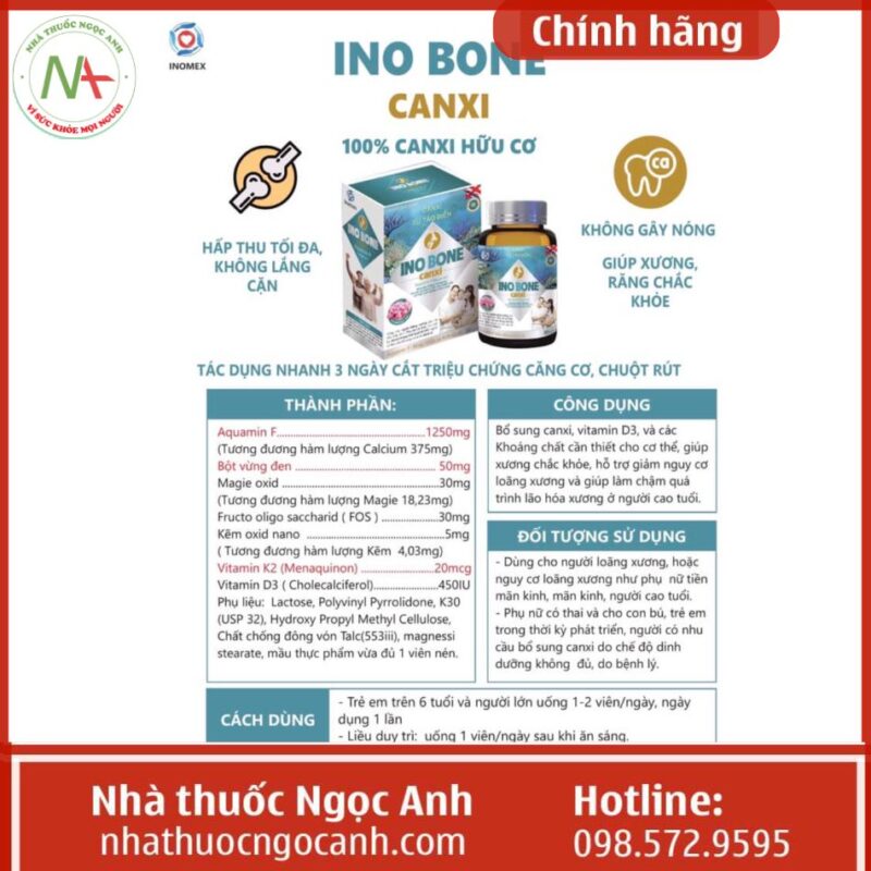 Ino Bone Canxi là thuốc gì, có tốt không, giá bao nhiêu, mua ở đâu