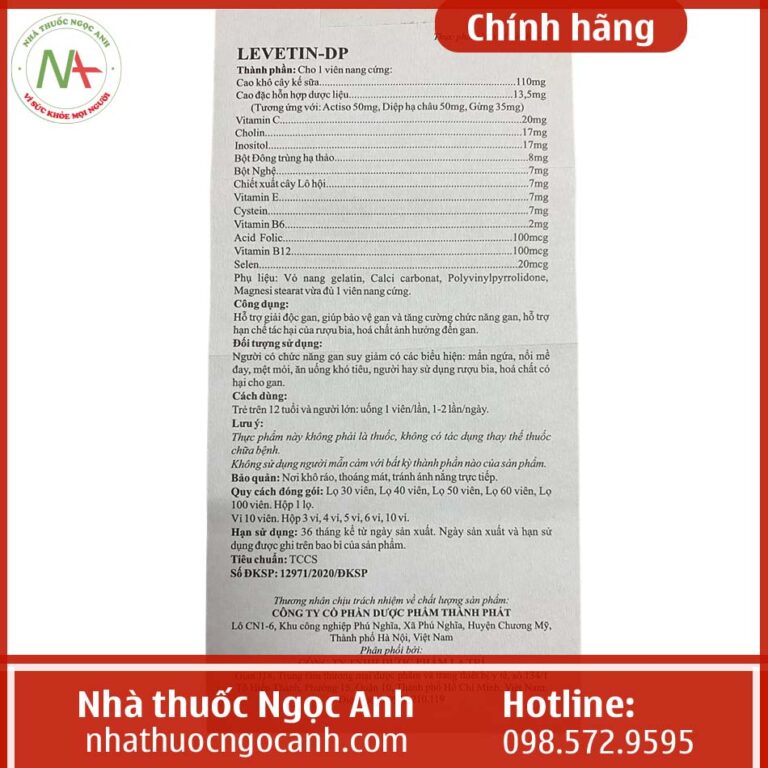 Thuốc Levetin-DP Capsule có tốt không, giá bao nhiêu, mua ở đâu