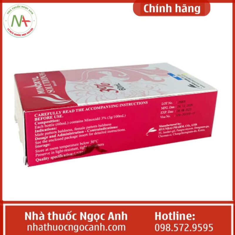 Thuốc Minoxyl solution 3% 60ml có tốt không, giá bao nhiêu, mua ở đâu