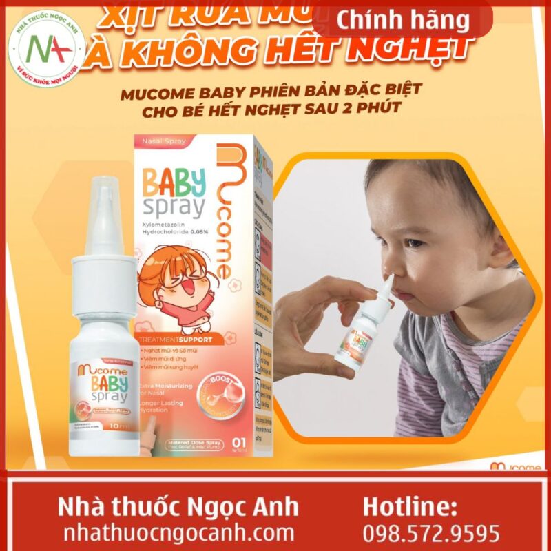 Thuốc xịt mũi Mucome Baby Spray có giá bao nhiêu, mua ở đâu?