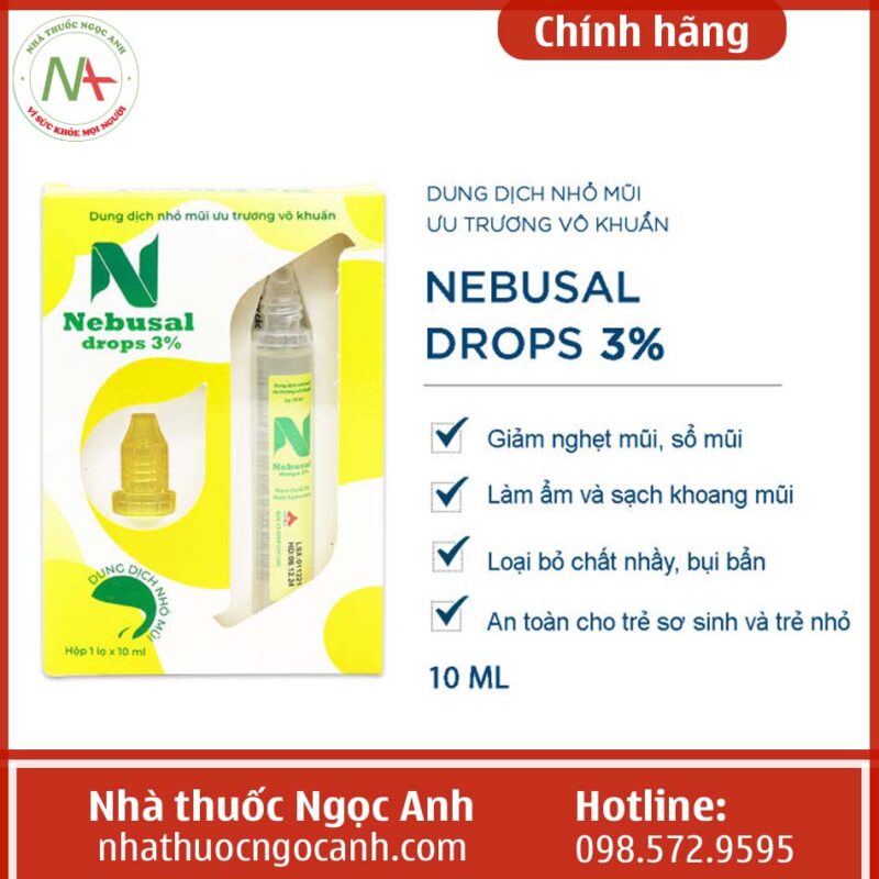 Nước muối ưu trương Nebusal drops 3% giá bao nhiêu, mua ở đâu