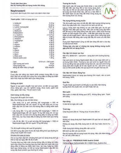 Thuốc Nephrosteril 250ml 7% là thuốc gì, giá bao nhiêu, mua ở đâu