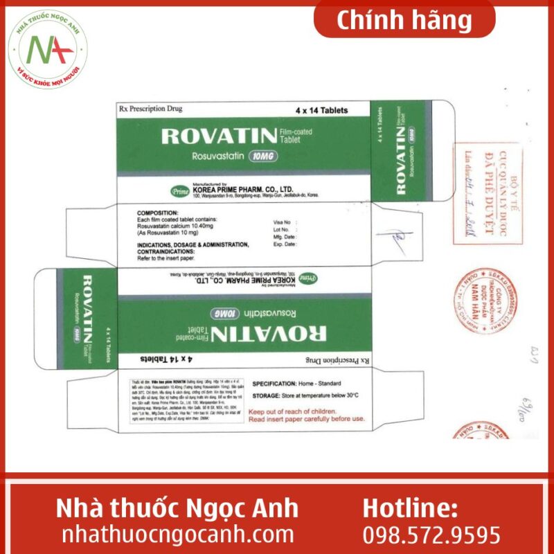 Thuốc Rovatin Film-coated Tablet 10mg mua ở đâu, giá bao nhiêu?