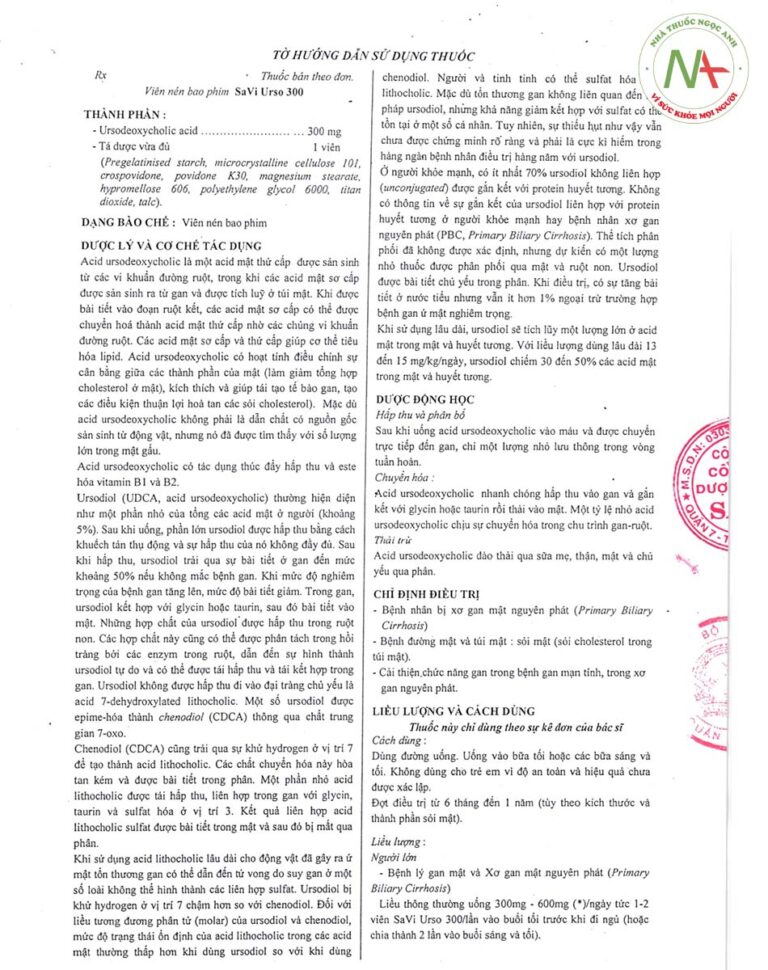 Thuốc Savi Urso 300 có tác dụng gì, giá bao nhiêu, mua ở đâu?