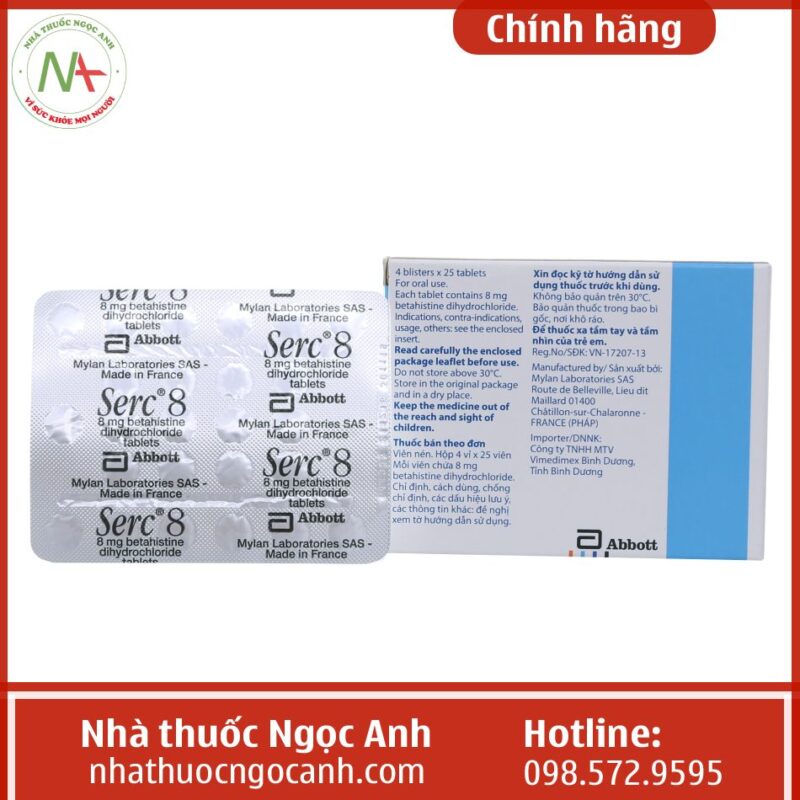 Thuốc Serc 8mg Abbott là thuốc gì, mua ở đâu, giá bao nhiêu?