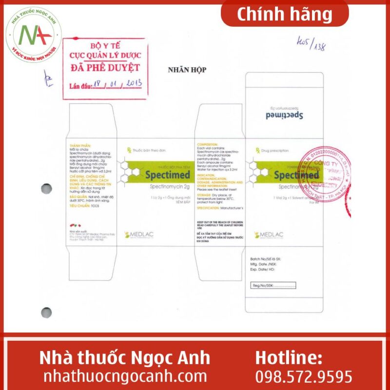 Thuốc Spectimed 2g có tác dụng gì, mua ở đâu, giá bao nhiêu?