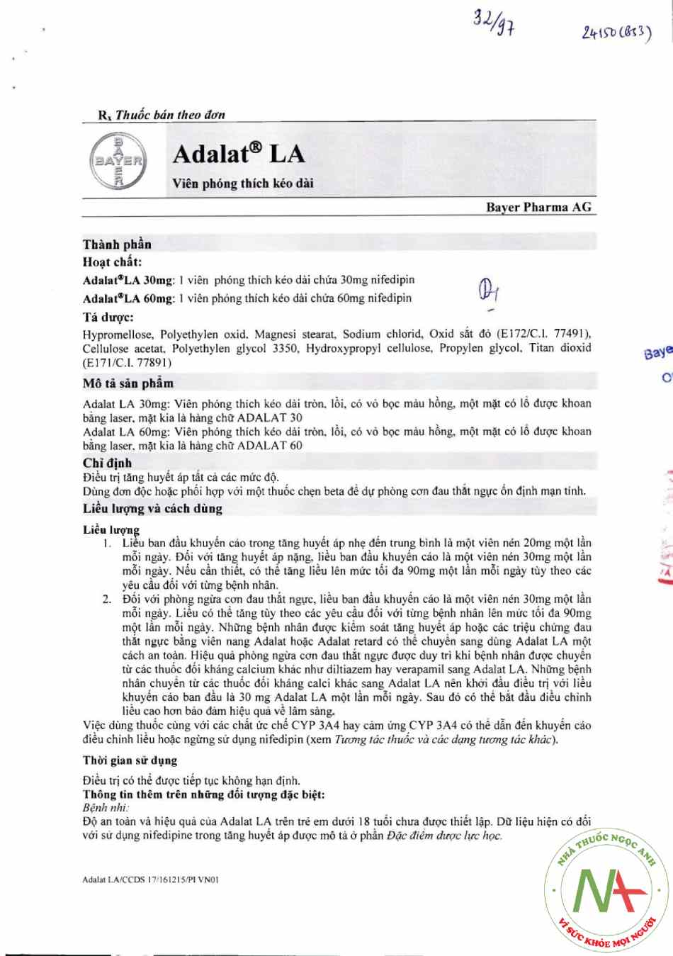 Thuốc Adalat LA 30mg là thuốc gì, giá bao nhiêu, mua ở đâu?