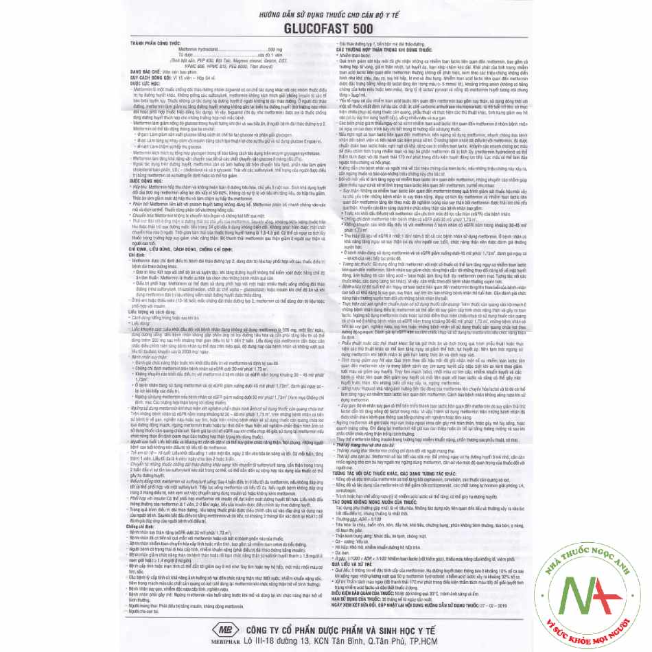 Thuốc Glucofast 500mg là thuốc gì, giá bao nhiêu, mua ở đâu?