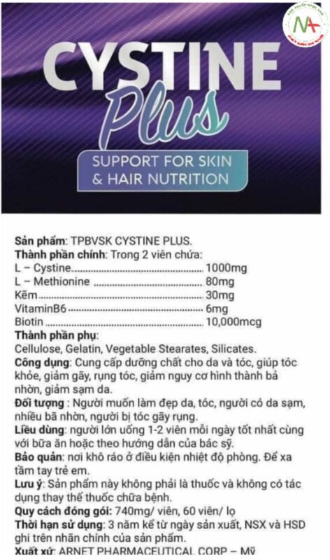 Viên uống Cystine Plus có tác dụng phụ gì, mua ở đâu, giá bao nhiêu