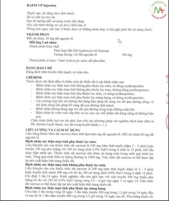 Thuốc HAEM UP injection có tác dụng gì, mua ở đâu, giá bao nhiêu?