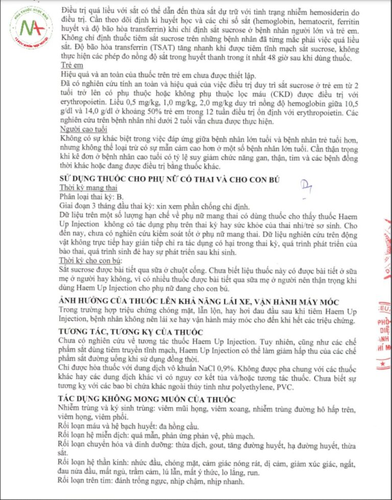 Thuốc HAEM UP injection có tác dụng gì, mua ở đâu, giá bao nhiêu?