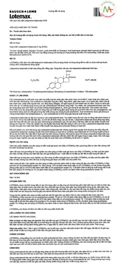 Thuốc nhỏ mắt Lotemax 0.5% có tác dụng gì, mua ở đâu, giá bao nhiêu?