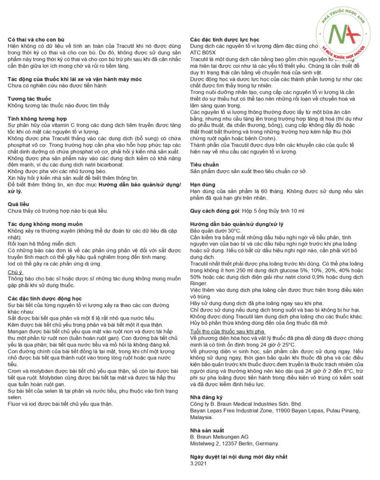 Thuốc Tracutil 10ml có tác dụng gì? Giá bao nhiêu? Mua ở đâu?