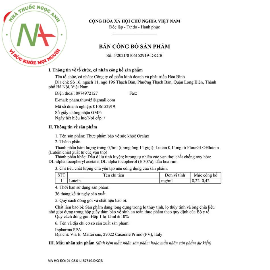 Thuốc Oralux drops là gì, có tác dụng gì, giá bao nhiêu, mua ở đâu