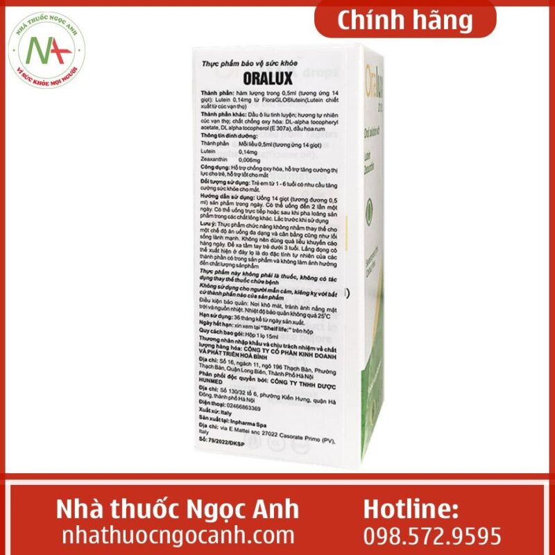 Thuốc Oralux drops là thuốc gì, cách uống, giá bao nhiêu, mua ở đâu
