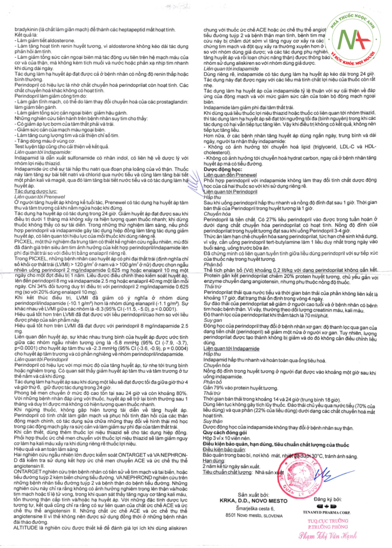 Thuốc Prenewel 4mg/1.25mg tác dụng gì, giá nhiêu, mua ở đâu?