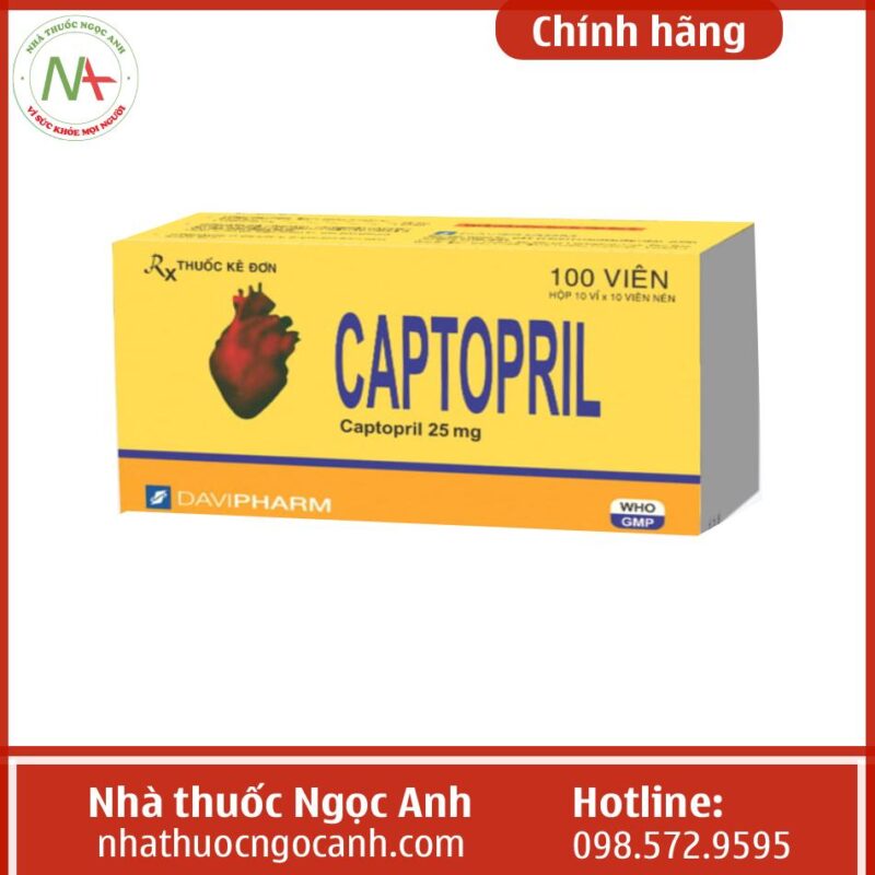 Thuốc Captopril 25mg Davipharm là thuốc gì, mua ở đâu, giá bao nhiêu?