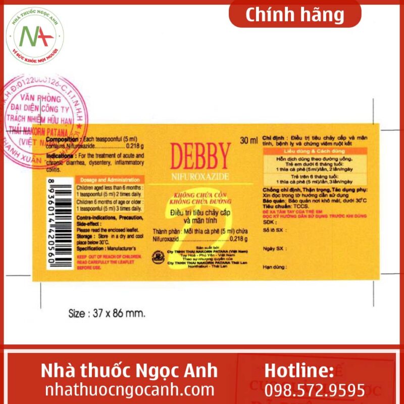 Thuốc Debby 30ml có phải kháng sinh không, giá bao nhiêu, mua ở đâu
