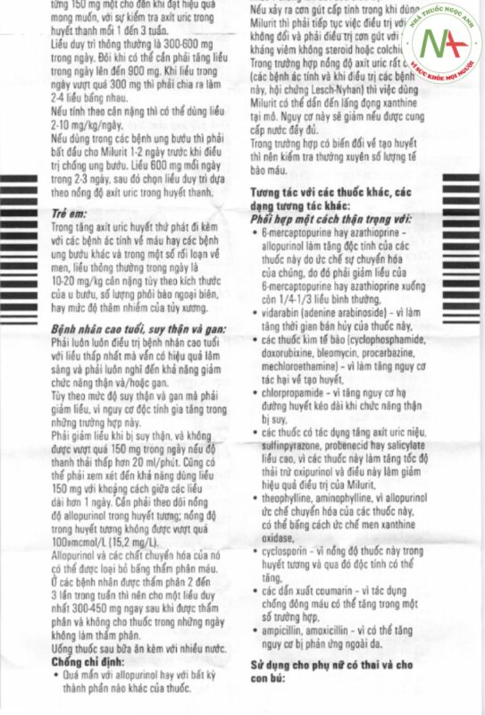 Thuốc Milurit allopurinol 300mg là thuốc gì, giá bao nhiêu, mua ở đâu