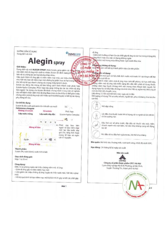 Thuốc xịt mũi Alegin Spray có tác dụng gì, mua ở đâu, giá bao nhiêu