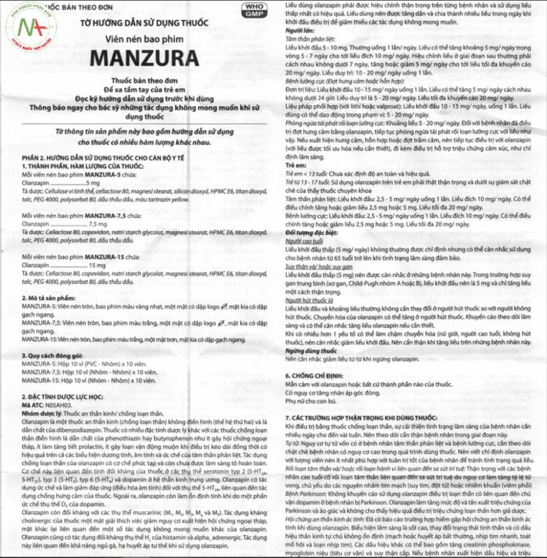 Thuốc Manzura-15 là thuốc gì, tác dụng gì, mua ở đâu, giá bao nhiêu?