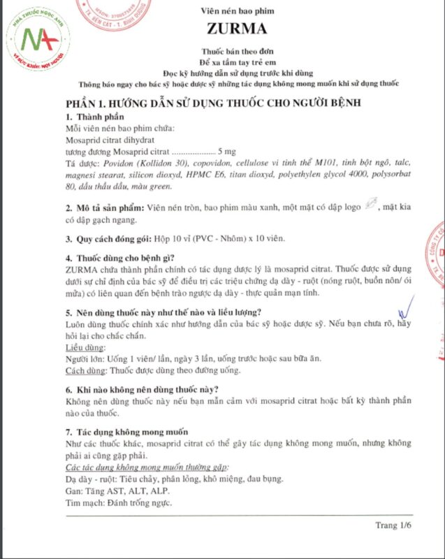 Thuốc Zurma 5mg có tác dụng gì? Mua ở đâu? Giá bao nhiêu?