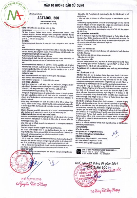 Thuốc Actadol 500 Medipharco là thuốc gì, mua ở đâu, giá bao nhiêu