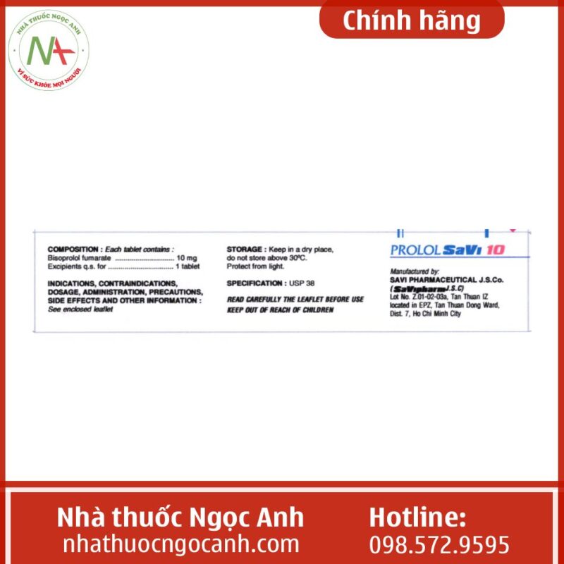 Thuốc Prolol SaVi 10 là thuốc gì, giá bao nhiêu, mua ở đâu, tác dụng gì