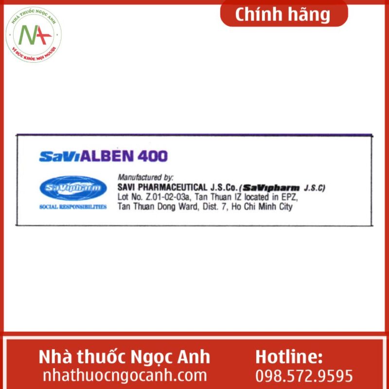 Thuốc SaViAlben 400 là thuốc gì, giá bao nhiêu, mua ở đâu, tác dụng gì