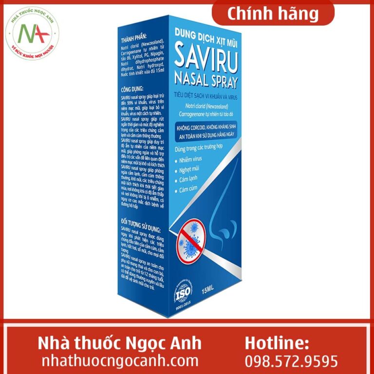 Xịt mũi Saviru Nasal Spray 30ml là thuốc gì, giá bao nhiêu, mua ở đâu