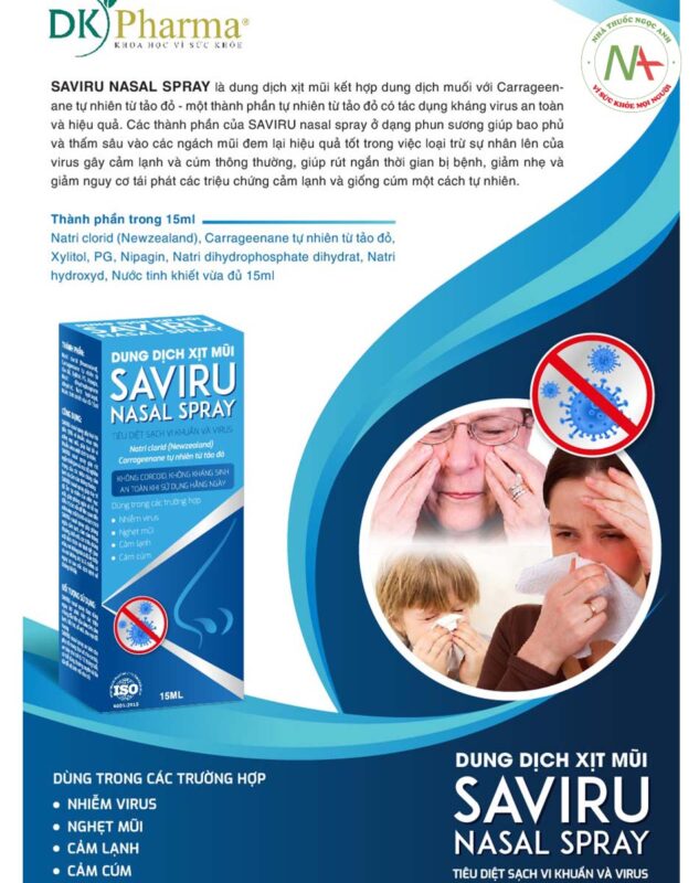 Xịt mũi Saviru Nasal Spray 30ml là thuốc gì, giá bao nhiêu, mua ở đâu