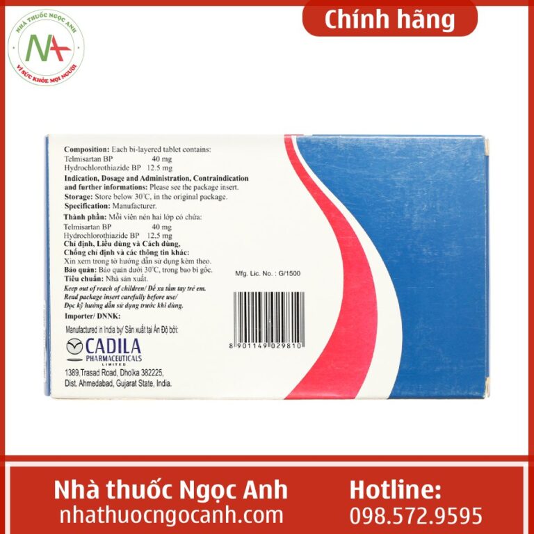 Thuốc Teli H (telmisartan+hydroclorothiazid) mua ở đâu, giá bao nhiêu?