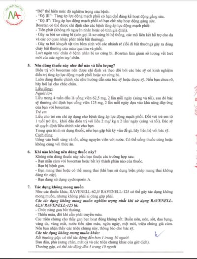 Thuốc Ravenell-62,5 là thuốc gì, tác dụng gì, mua ở đâu, giá bao nhiêu?