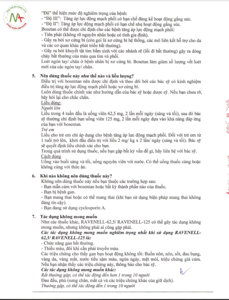 Thuốc Ravenell-62,5 là thuốc gì, tác dụng gì, mua ở đâu, giá bao nhiêu?