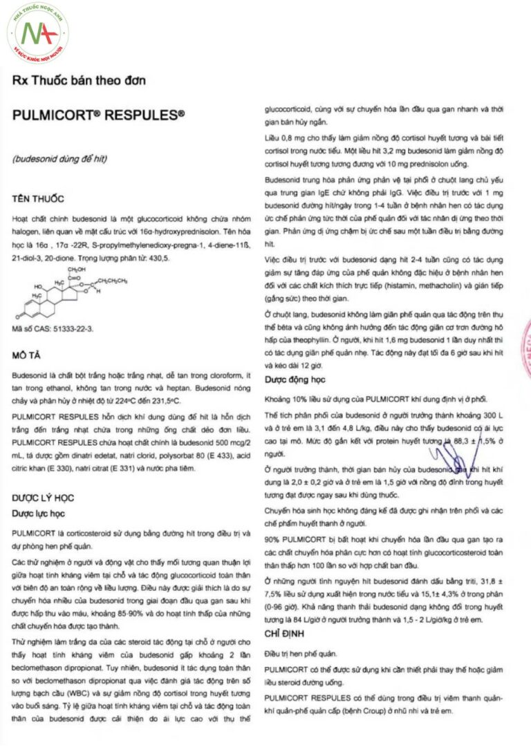 Thuốc Pulmicort Respules 500mcg/2ml giá bao nhiêu, mua ở đâu?