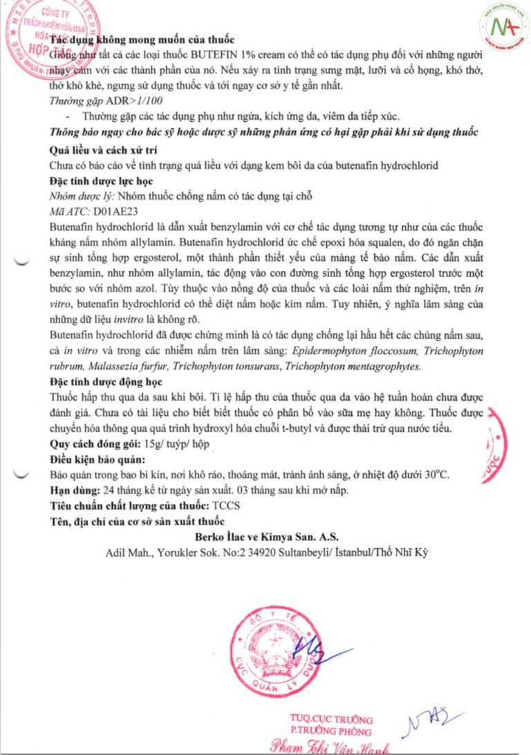 Thuốc Butefin 1% Cream 15g là gì, giá bao nhiêu, mua ở đâu