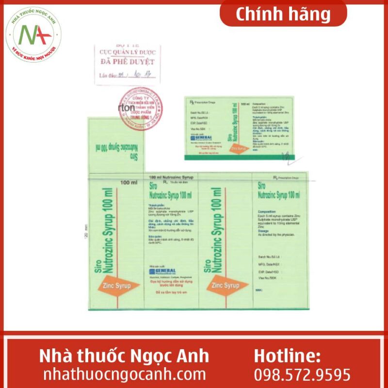 Thuốc Nutrozinc Syrup 100ml là thuốc gì, mua ở đâu, giá bao nhiêu