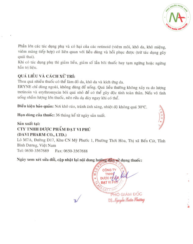 Thuốc trị mụn Eryne Gel có tốt không, giá bao nhiêu, mua ở đâu?