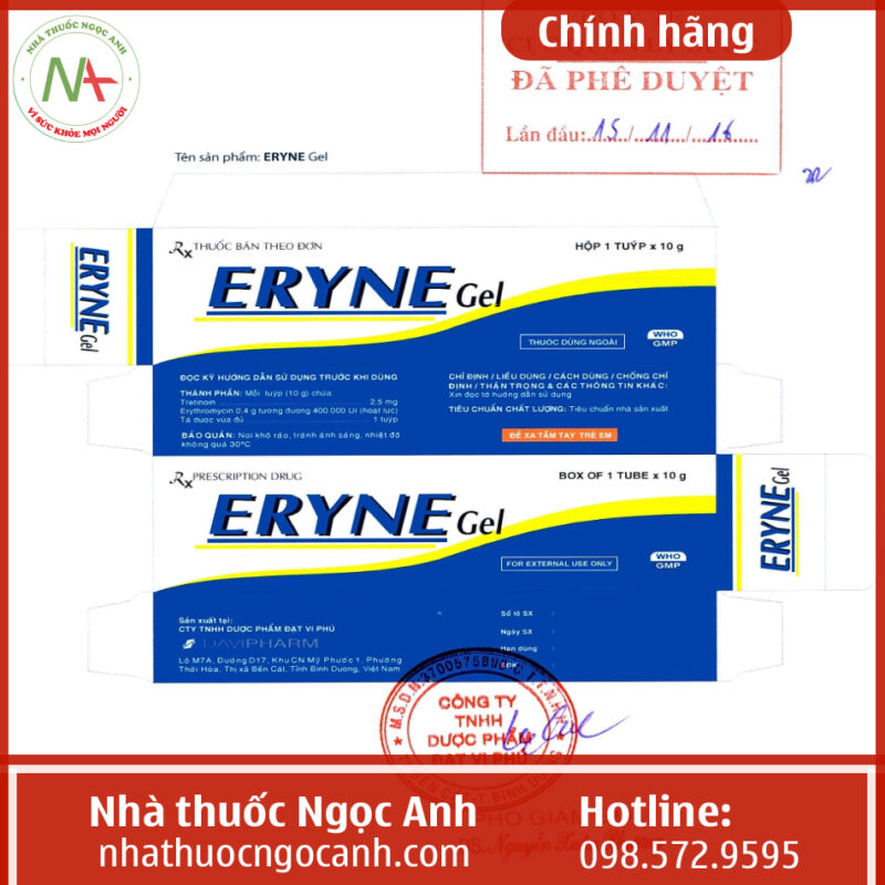 Thuốc trị mụn Eryne Gel có tốt không, giá bao nhiêu, mua ở đâu?