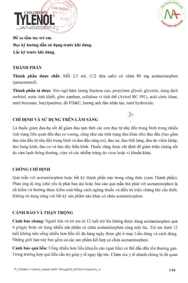 Thuốc hạ sốt Children’s Tylenol 60ml cho trẻ em giá bao nhiêu, mua ở đâu?