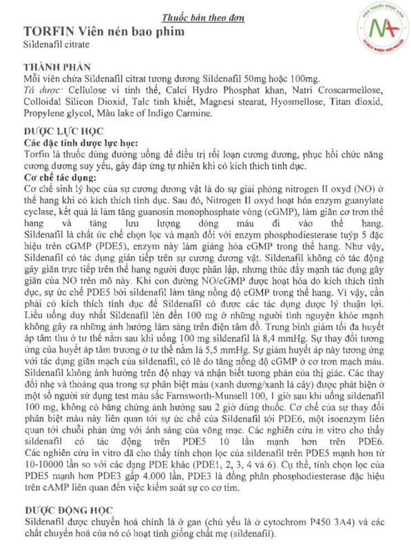 Thuốc điều trị rối loạn cương dương Torfin 100 giá bao nhiêu, mua ở đâu?