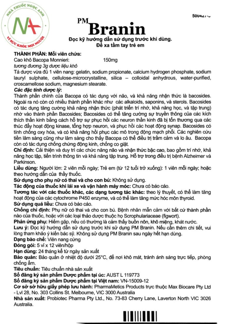 Thuốc PM Branin là thuốc gì? Mua ở đâu? Giá bao nhiêu?