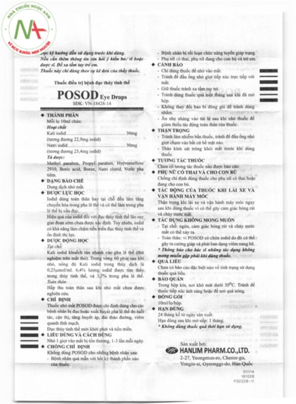 Thuốc Posod Eye Drops là thuốc gì? Mua ở đâu? Giá bao nhiêu?