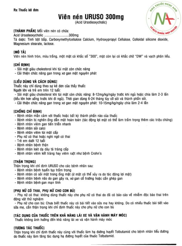 Thuốc Uruso Tab 300mg là thuốc gì? Mua ở đâu? Giá bao nhiêu?